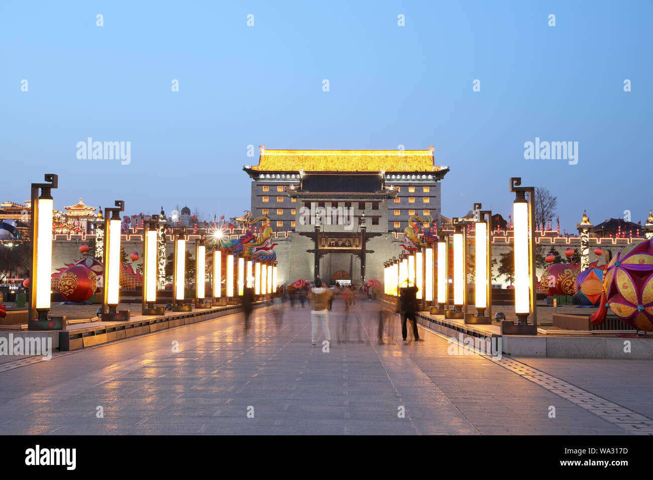 Xi 'an walls at night Stock Photo - Alamy