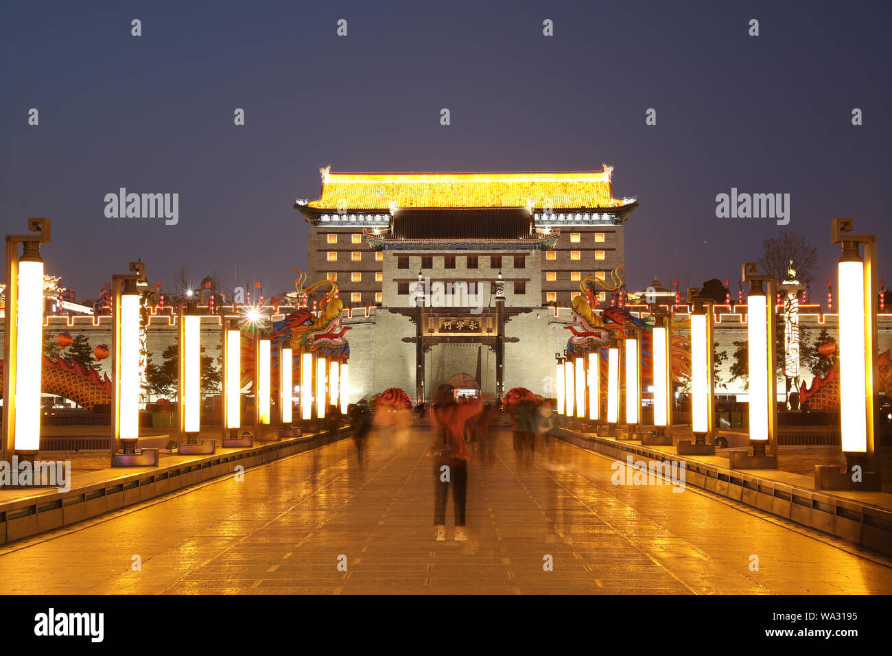Xi 'an walls at night Stock Photo - Alamy