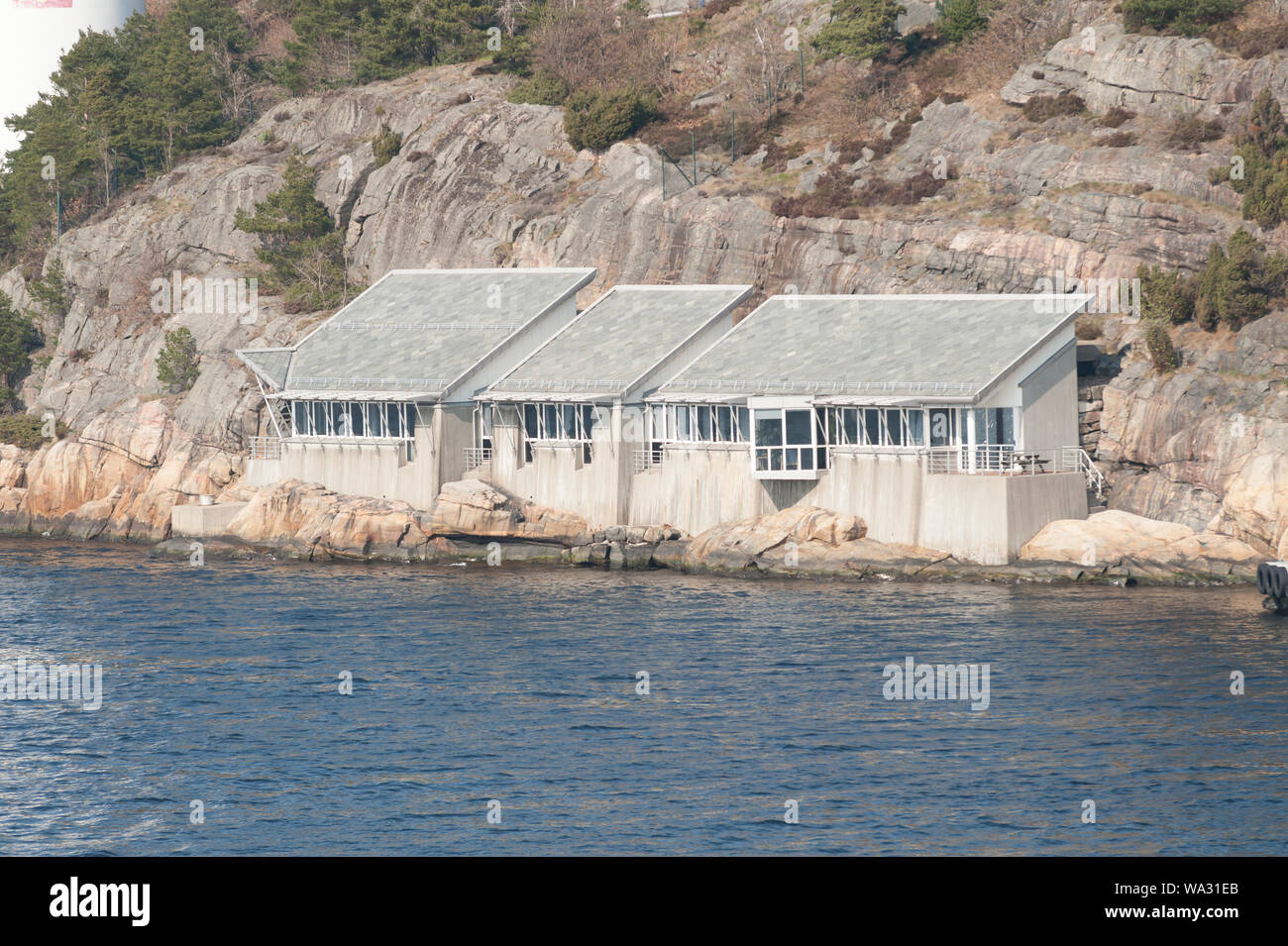 Stone and concrete building by the cliffs near the sea Stock Photo - Alamy