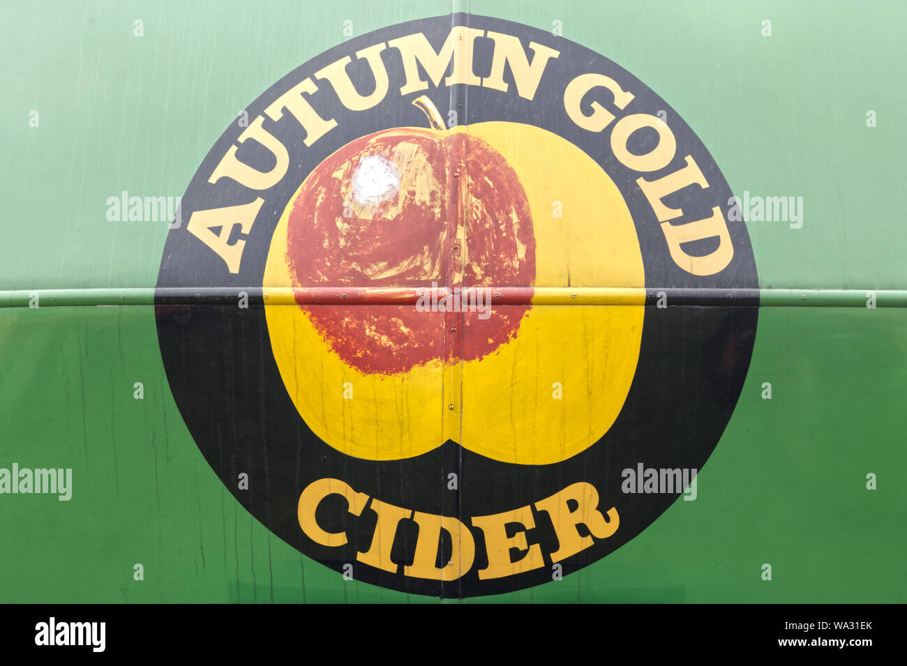 Autumn Gold Cider sign on the back of a truck Stock Photo - Alamy
