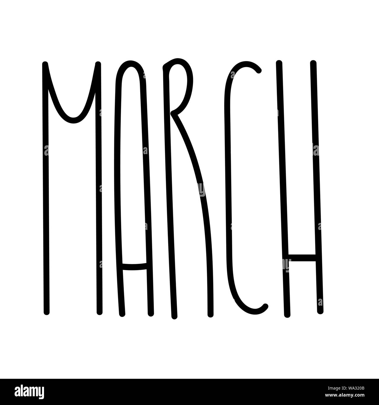 Month text for print, web, decoration. Hand drawn unique lettering sign ...