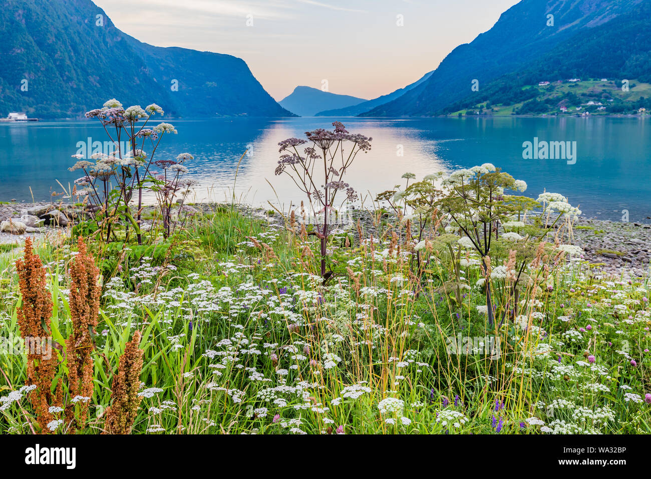 Norway mountains fjord scandinavia sky clouds sognefjorden hi-res stock ...
