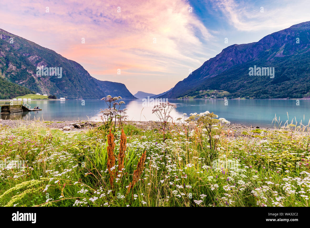 Norway mountains fjord scandinavia sky clouds sognefjorden hi-res stock ...