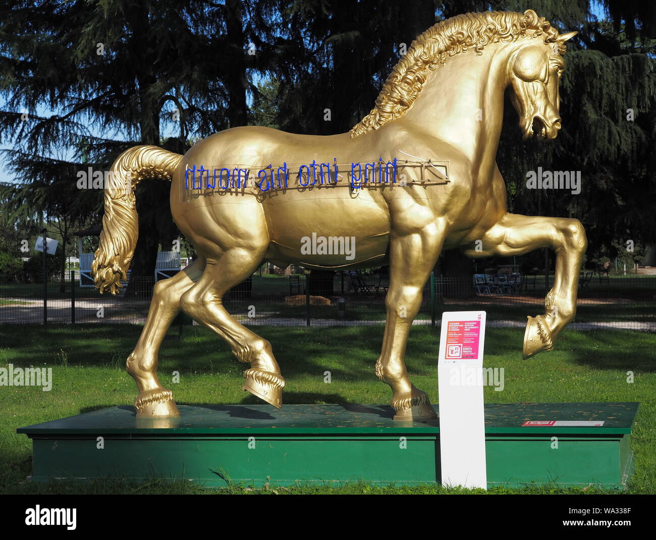 MILAN, Italy: 15 August 2019: Leonardo Horse project, the Leonardo's ...