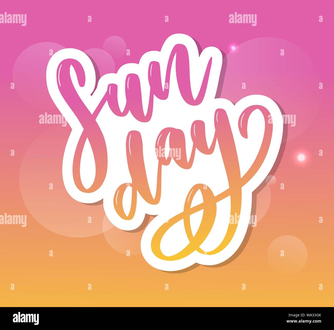 Sunday - Vector hand drawn lettering phrase. Modern brush calligraphy ...