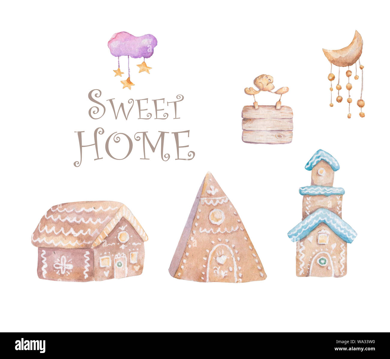 Gingerbread Houses Illustration High Resolution Stock Photography and ...