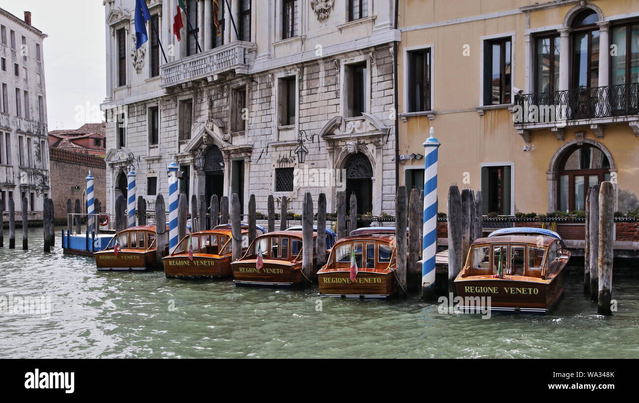 Water Taxis moored on the Grand Canal, Venice, Italy Stock Photo - Alamy