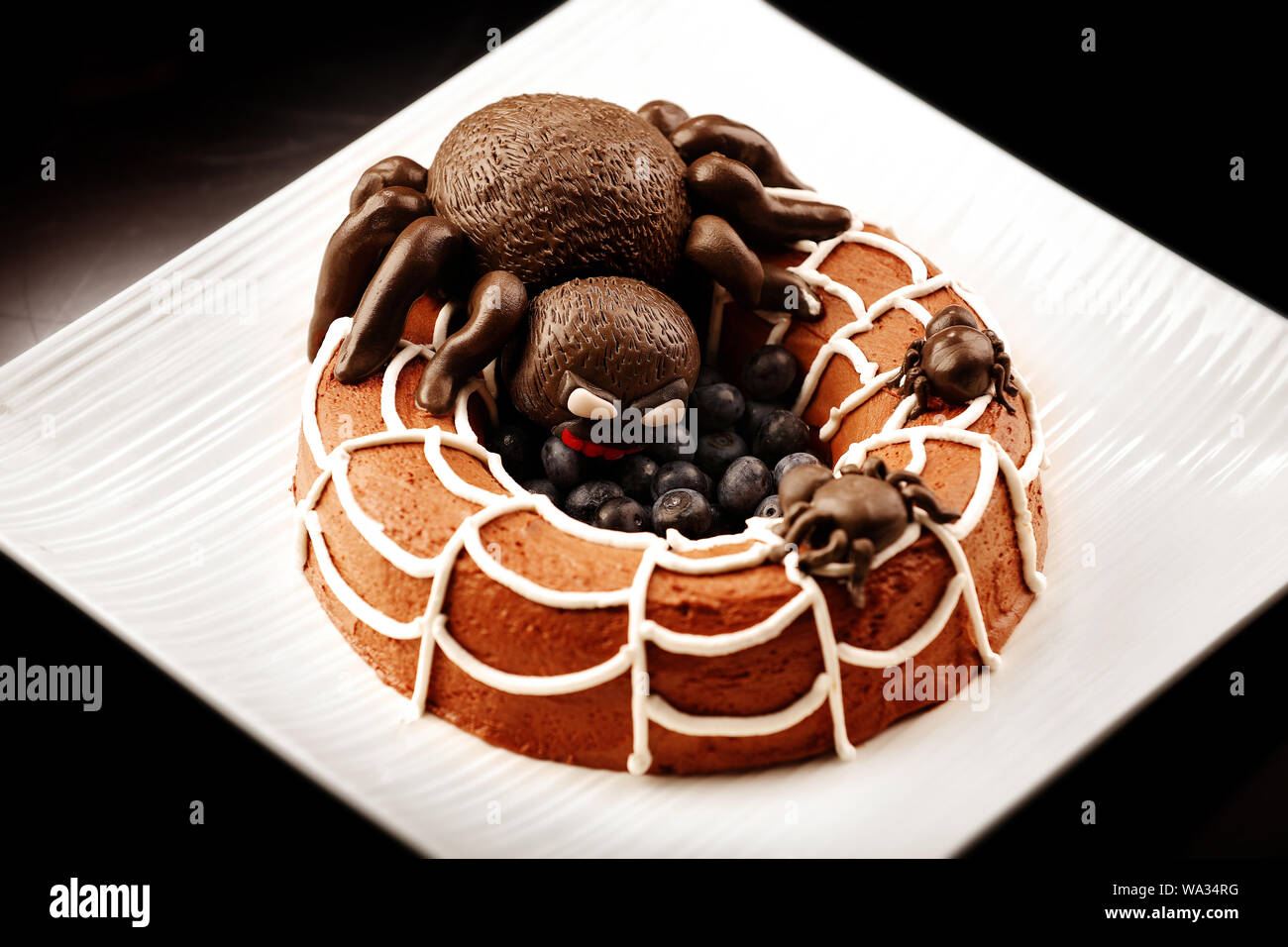 Halloween Halloween horror milk chocolate cake spider desserts Stock ...