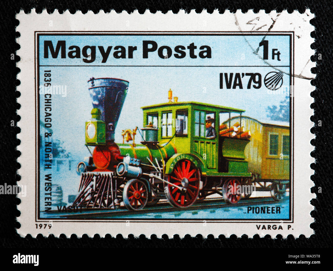 History of transport, American locomotive Pioneer, 1836, postage stamp ...