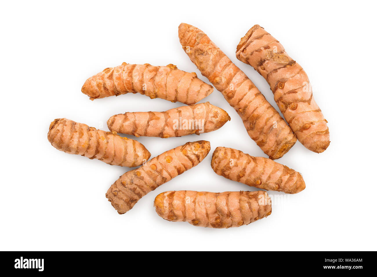 Turmeric root isolated on white background. Top view. Flat lay Stock ...