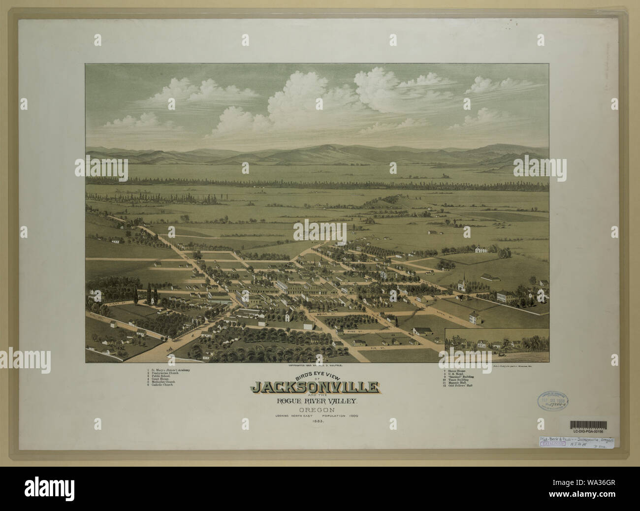 Bird's eye view of Jacksonville and the Rogue River Valley, Oregon ...
