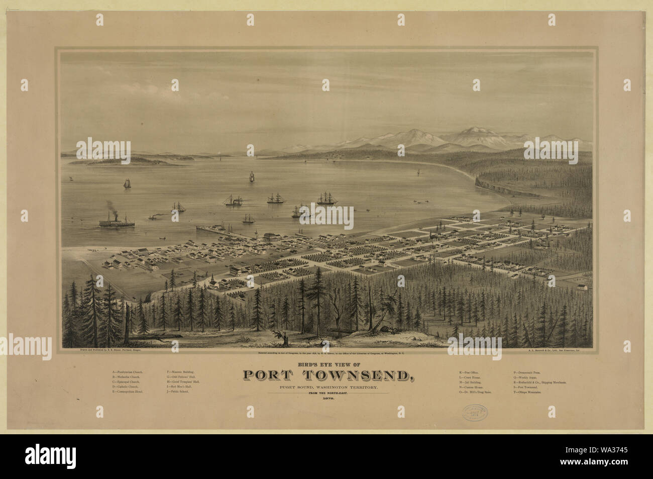 Bird's eye view of Port Townsend, Puget Sound, Washington Territory ...