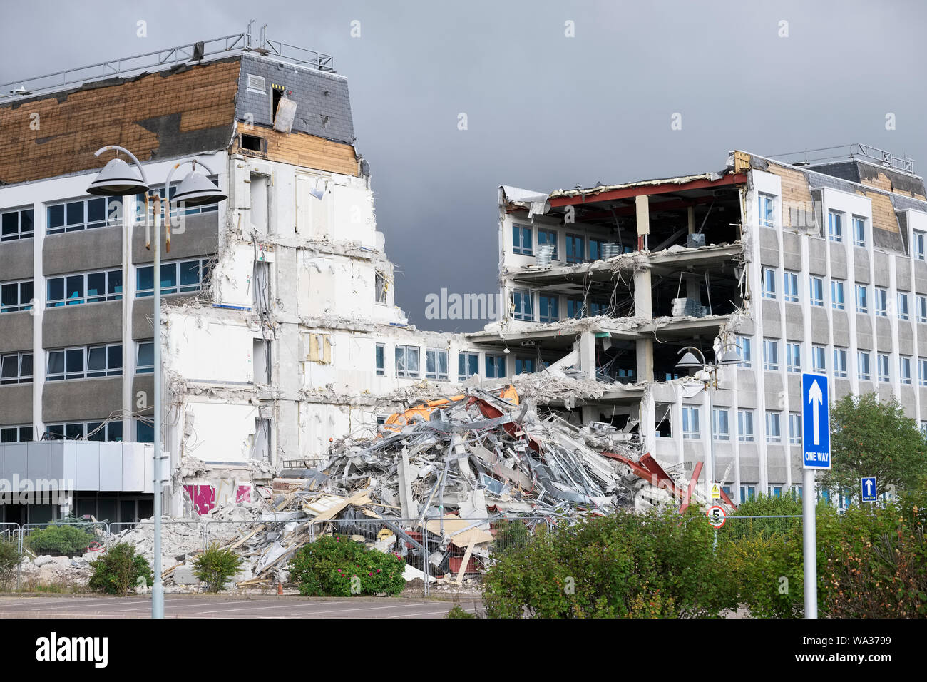 Demolition of hotel collapse following bomb blast explosion Stock Photo ...