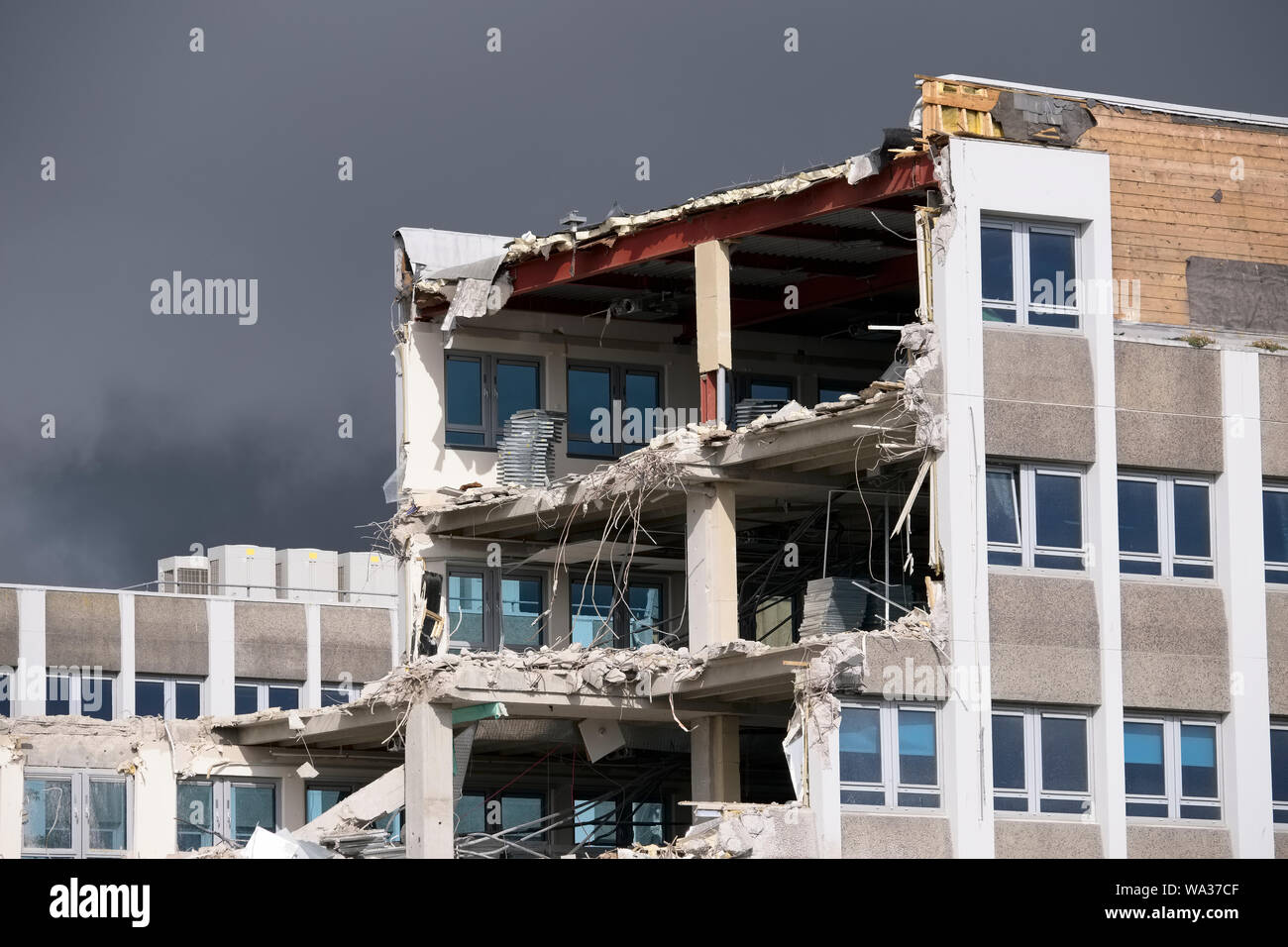 Demolition of hotel collapse following bomb blast explosion Stock Photo ...