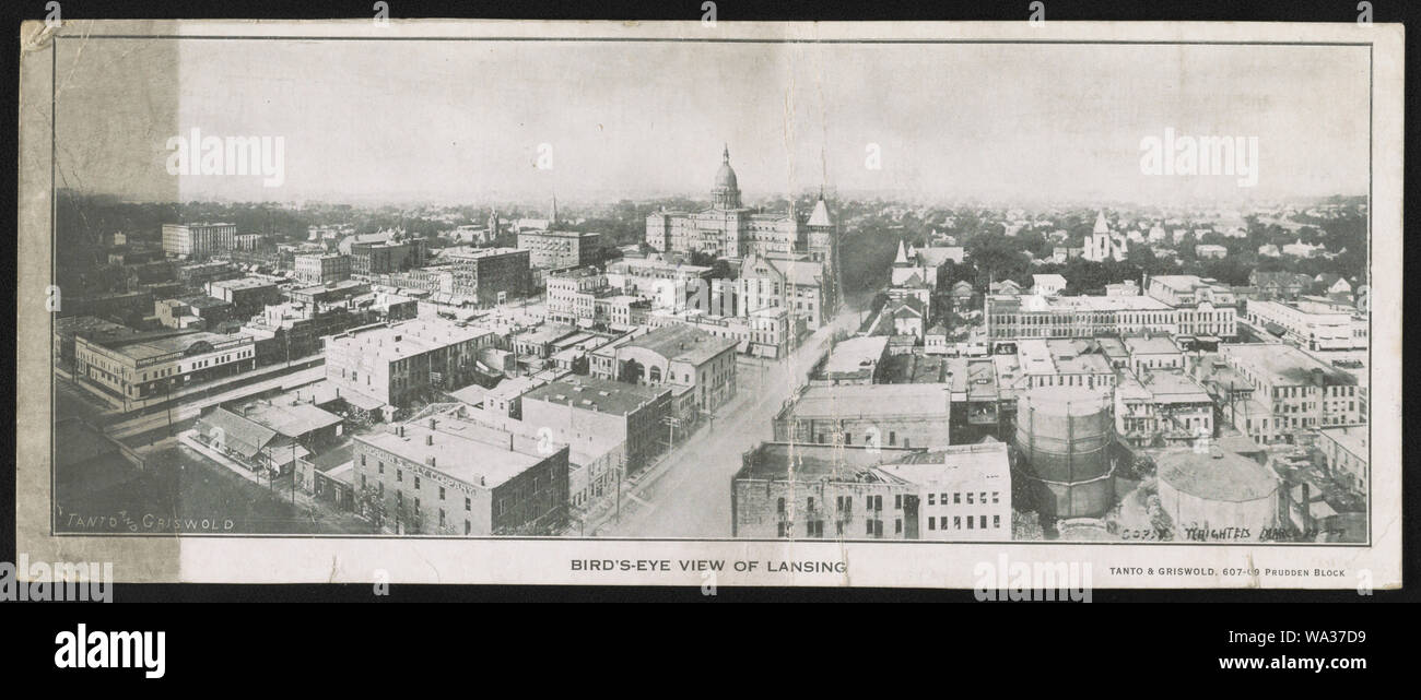 Bird's-eye view of Lansing Stock Photo - Alamy