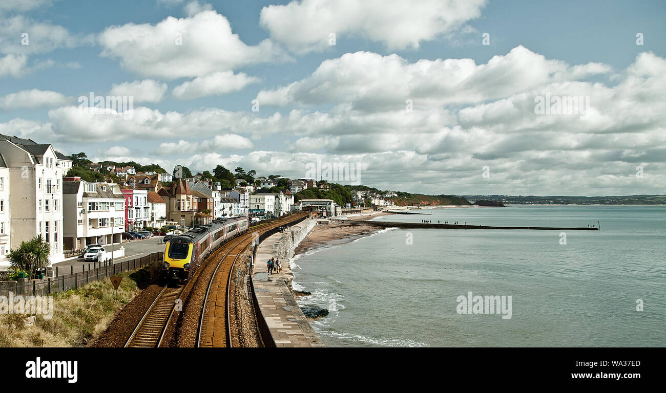 Dawlish station with train Stock Photo - Alamy