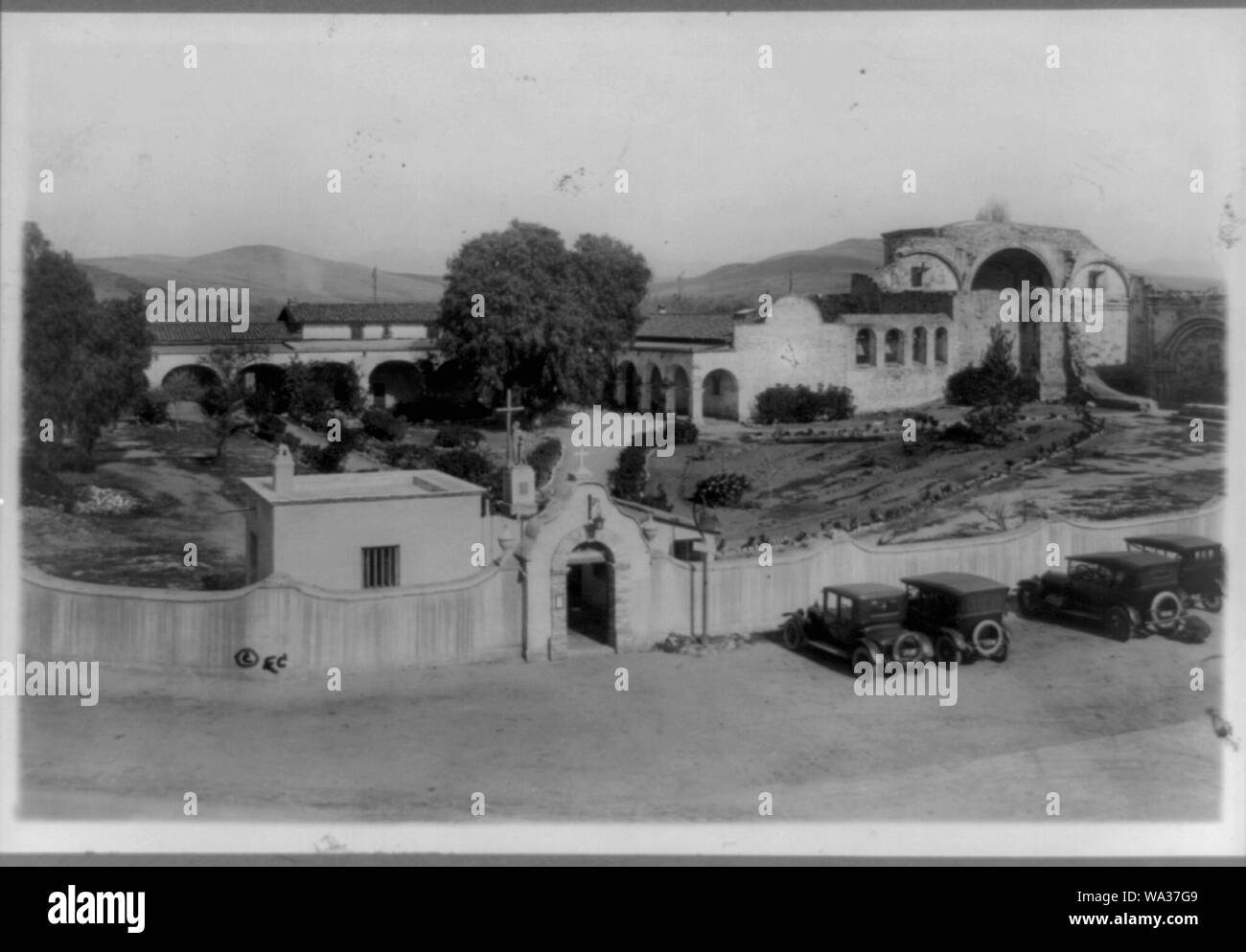 Bird's-eye view of San Juan Capistrano mission, California Stock Photo ...