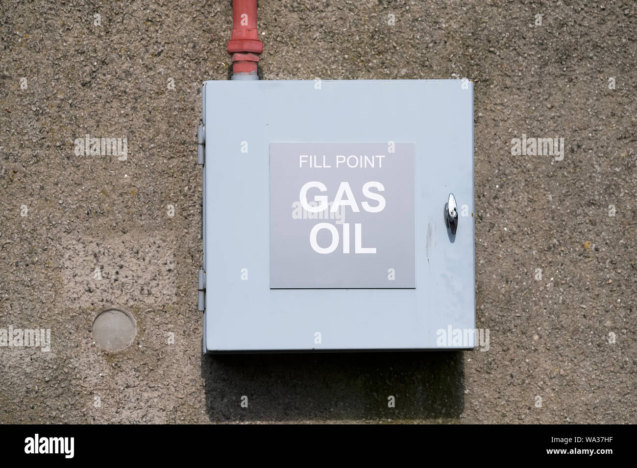 Gas and oil fill point cabinet and pipe connection Stock Photo - Alamy