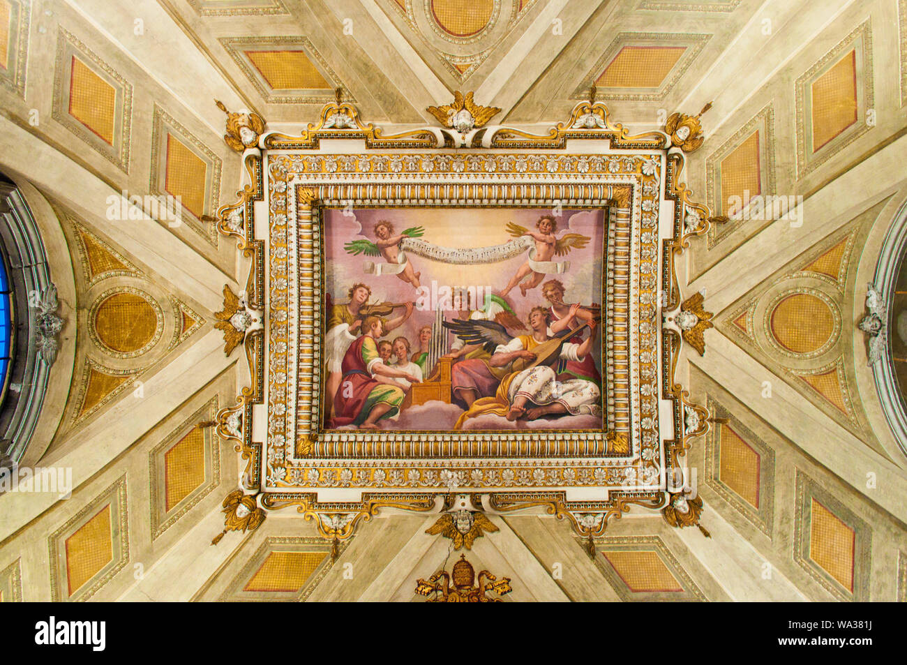 Rome, Italy - October 28, 2017: View of the interior of the ceiling of ...