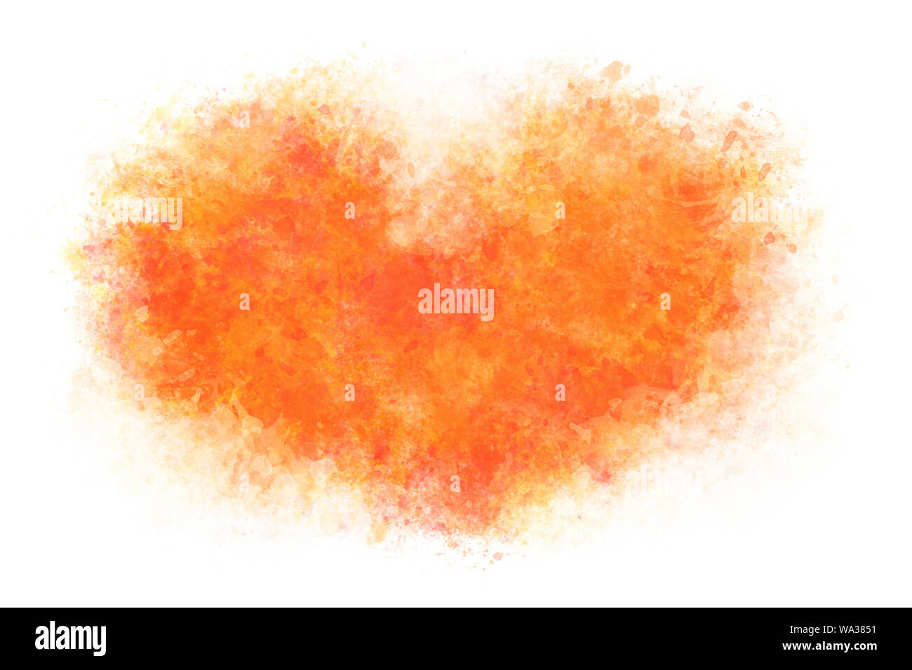 Heart shaped orange watercolor abstract or natural vintage hand paint ...