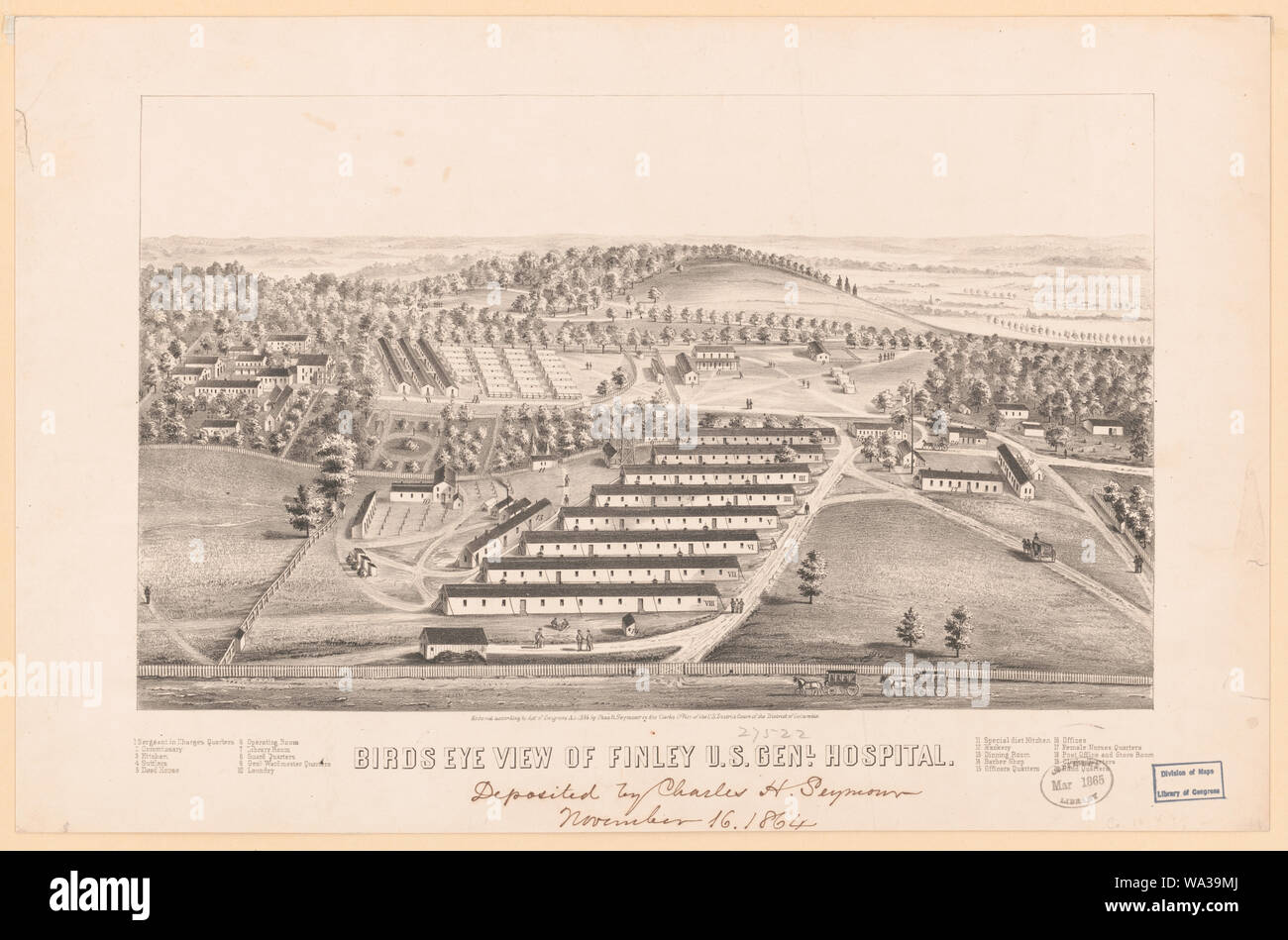 Birds eye view of Finley U.S. Genl. Hospital Stock Photo - Alamy