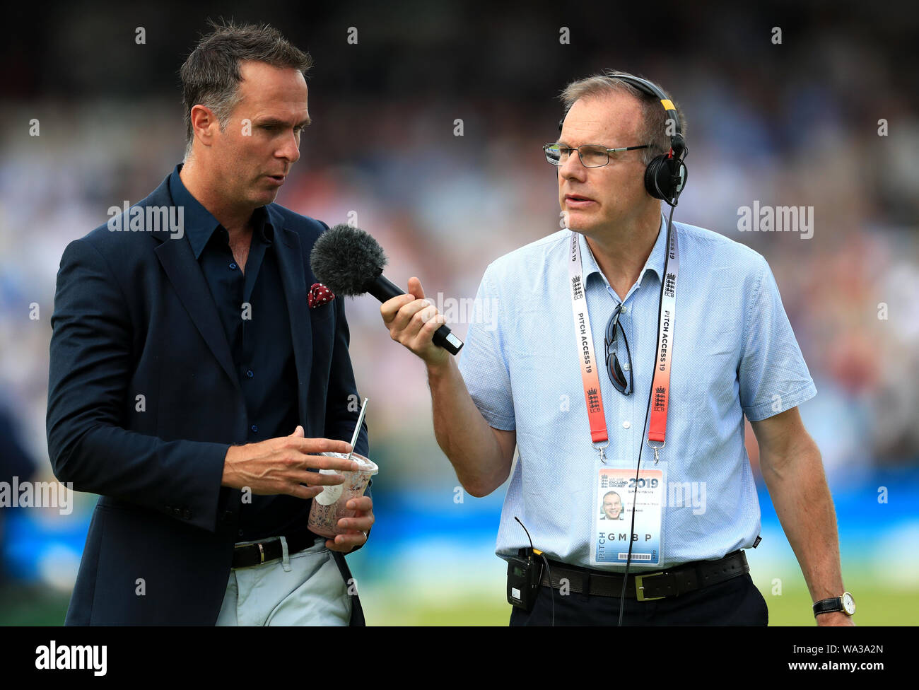 Former England captain Michael Vaughan (left) and commentator Simon ...