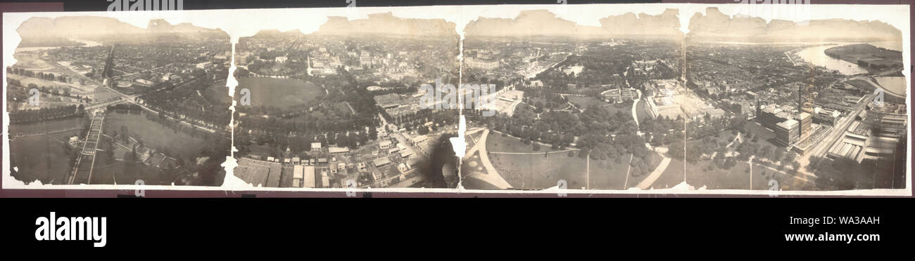 Birds eye view showing 3/4 of the city of Washington, D.C Stock Photo ...