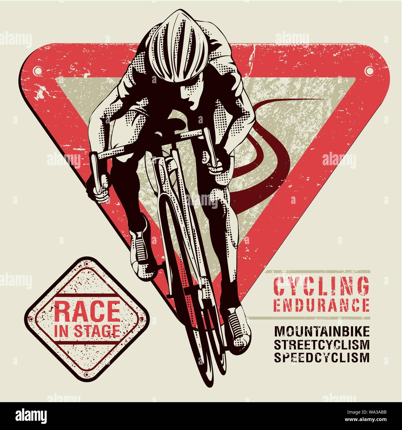 Male cyclist with helmet on graphics background Stock Vector Image ...