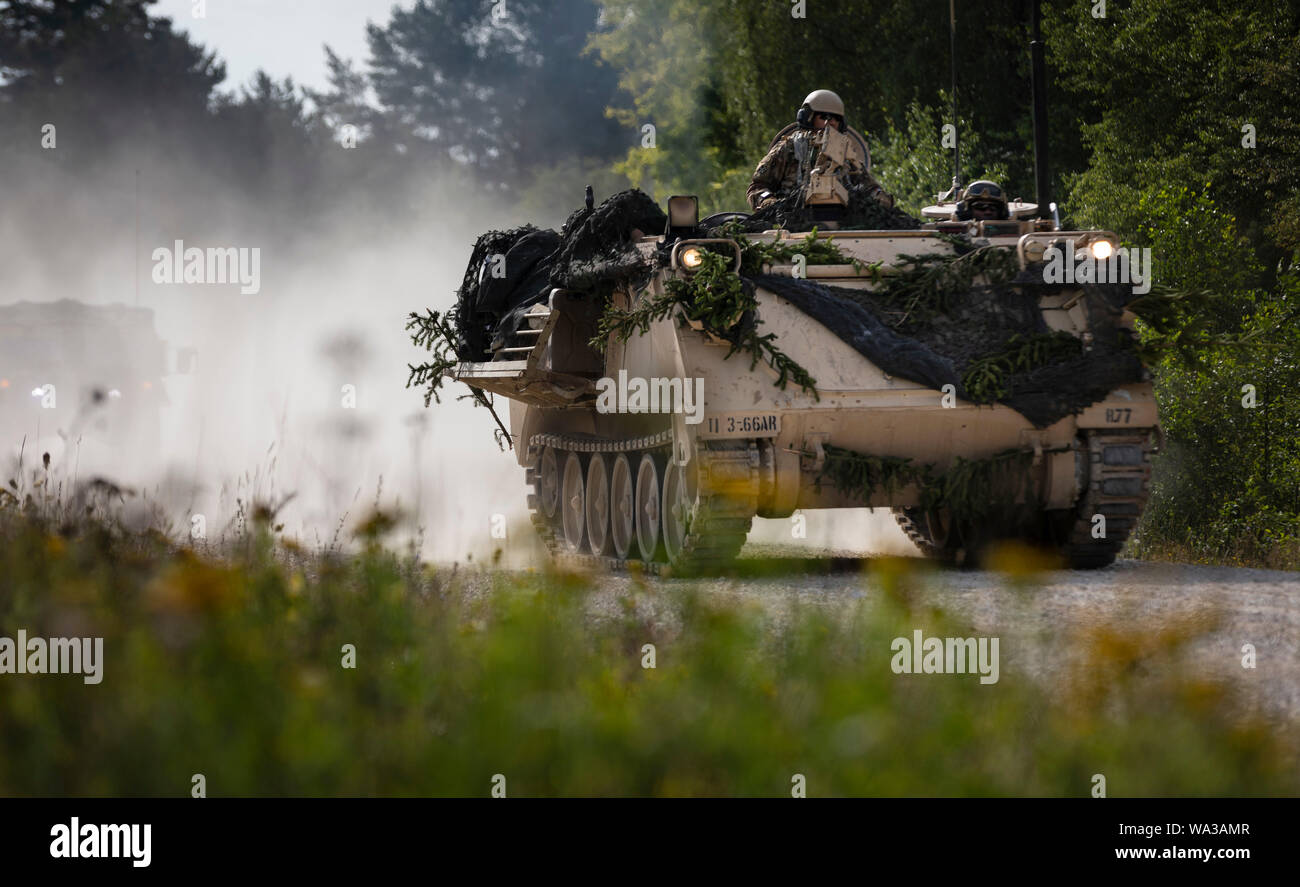U.S. Army vehicles belonging to the 3rd Battalion, 66th Armored ...