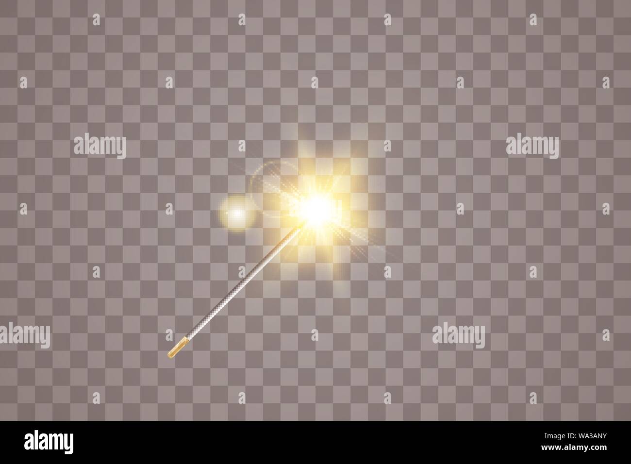 Golden Magic wand. Vector illustration. Isolated on transparent ...