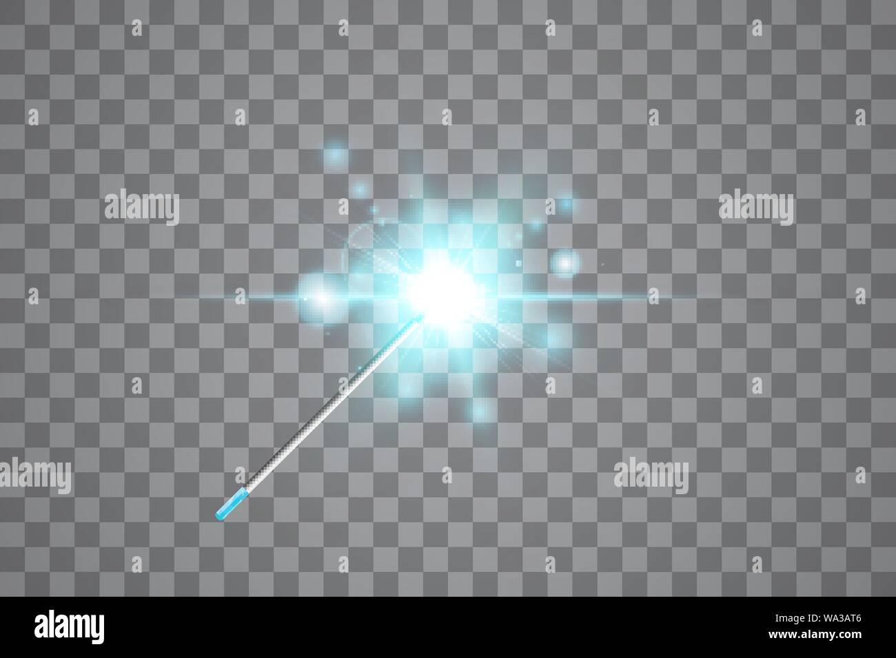 Blue Magic wand. Vector illustration. Isolated on transparent ...