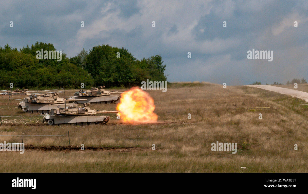 Several M1 Abrams tanks belonging to the 3rd Battalion, 66th Armor ...