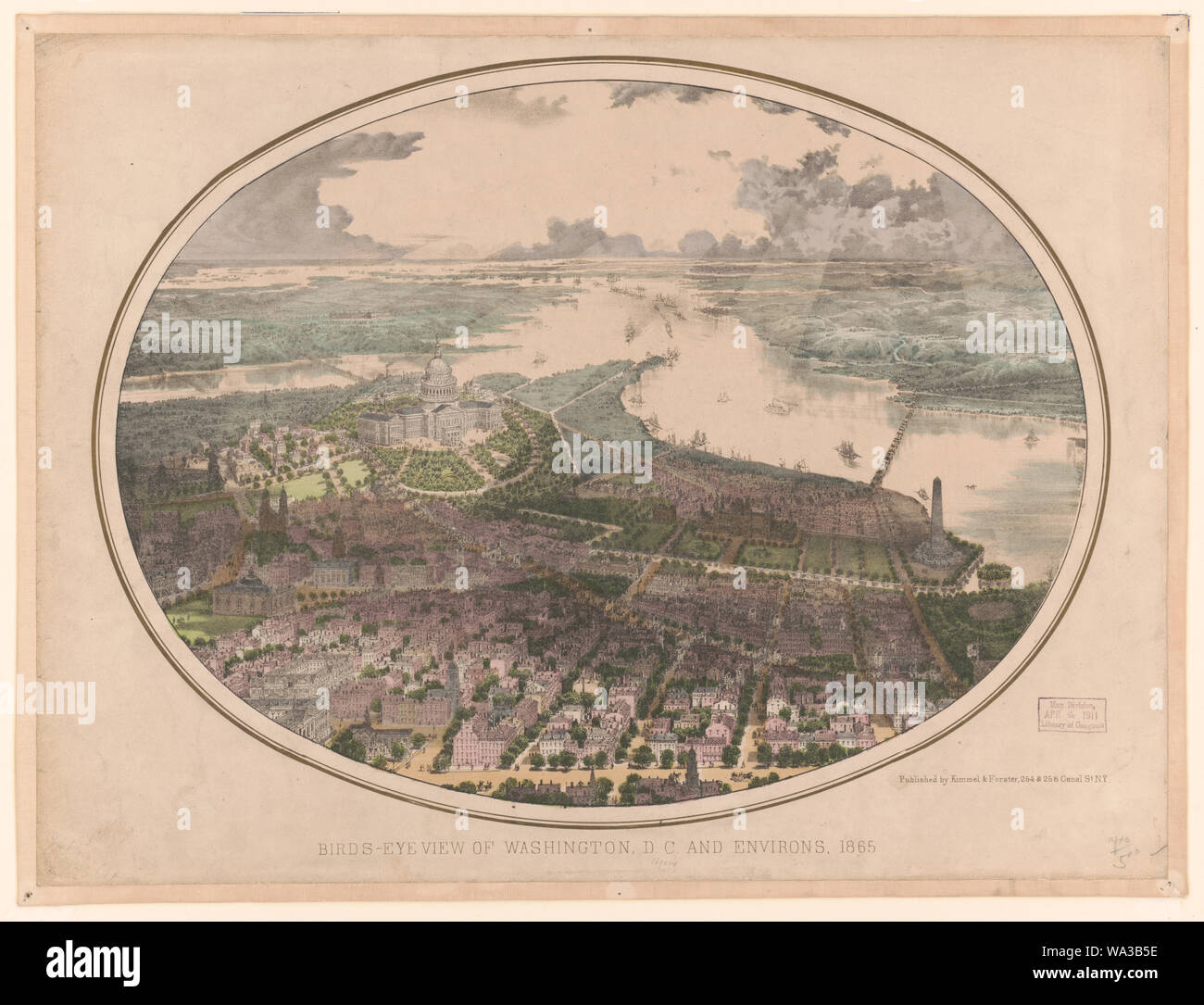 Birds-eye view of Washington, D.C. and environs, 1865 Stock Photo - Alamy