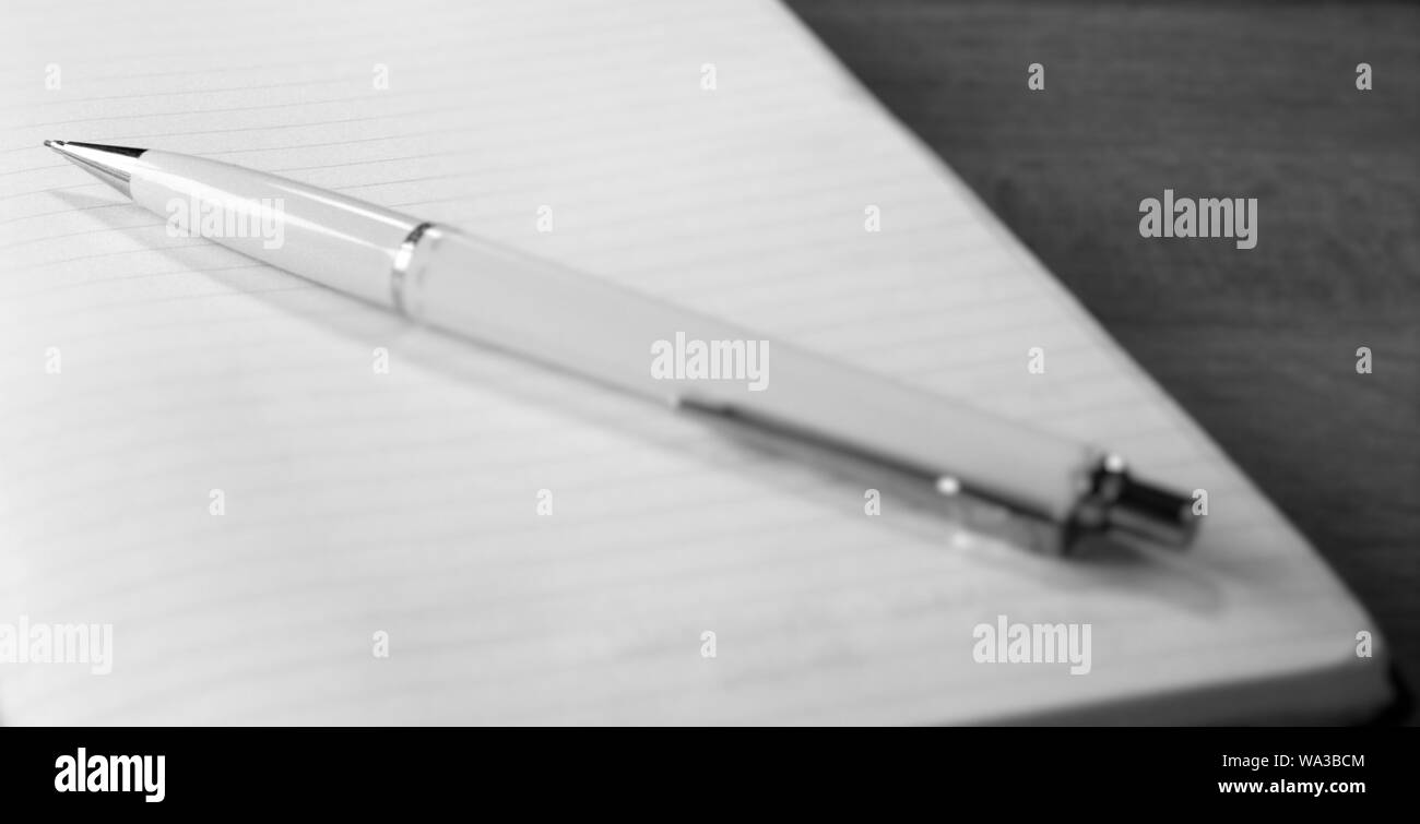 Blank notepad on desktop Black and White Stock Photos & Images - Alamy