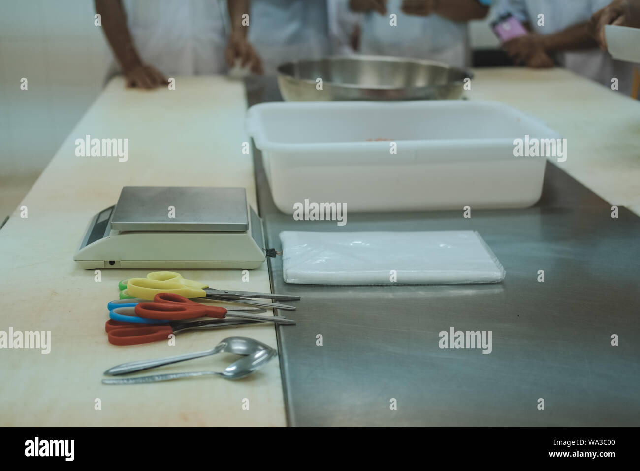 digital electronic scale scissors in food production factory industry ...