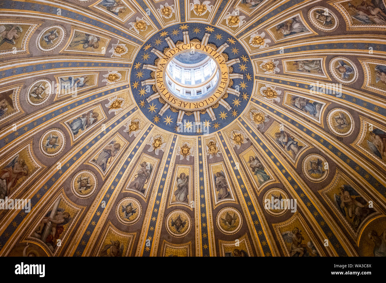 Golden ceiling in Vatican museum city in Rome Stock Photo - Alamy
