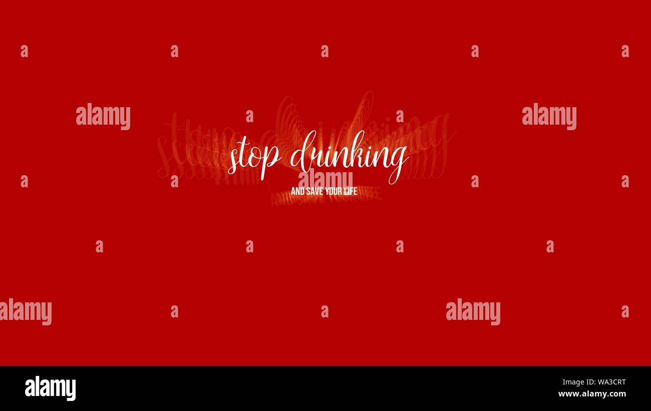 Stop drinking concept, handwritten words on red background Stock Photo ...