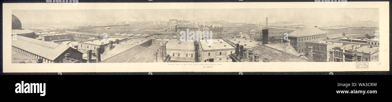 Birdseye view of the Union Stock Yards from transit house Stock Photo ...