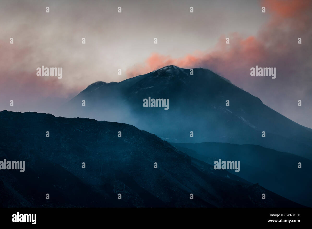 Smoke on top of Etna volcano. Sicily, Italy Stock Photo - Alamy