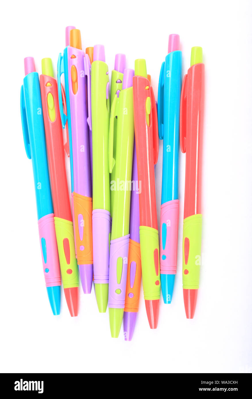 many Ball Pen on white Background Stock Photo - Alamy