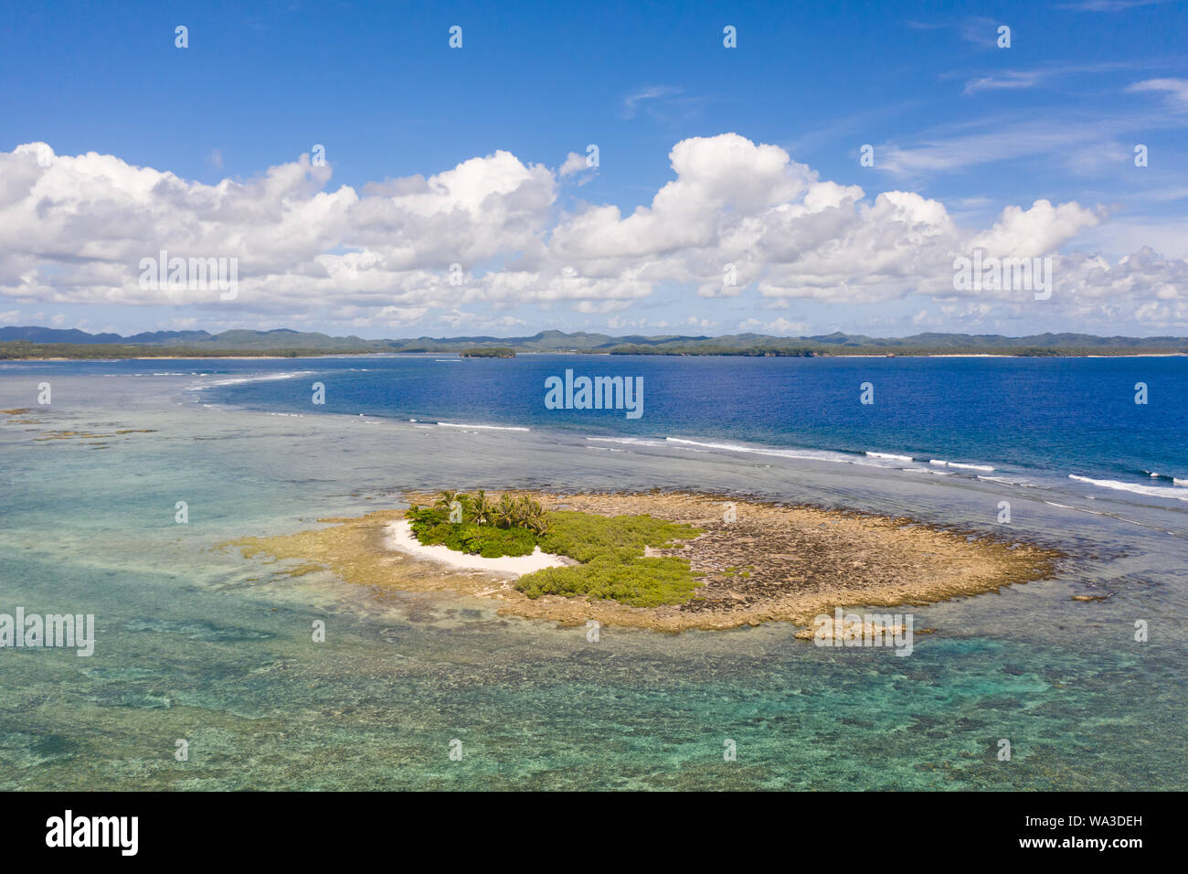 Seascape, coast of the island of Siargao, Philippines. A small island ...