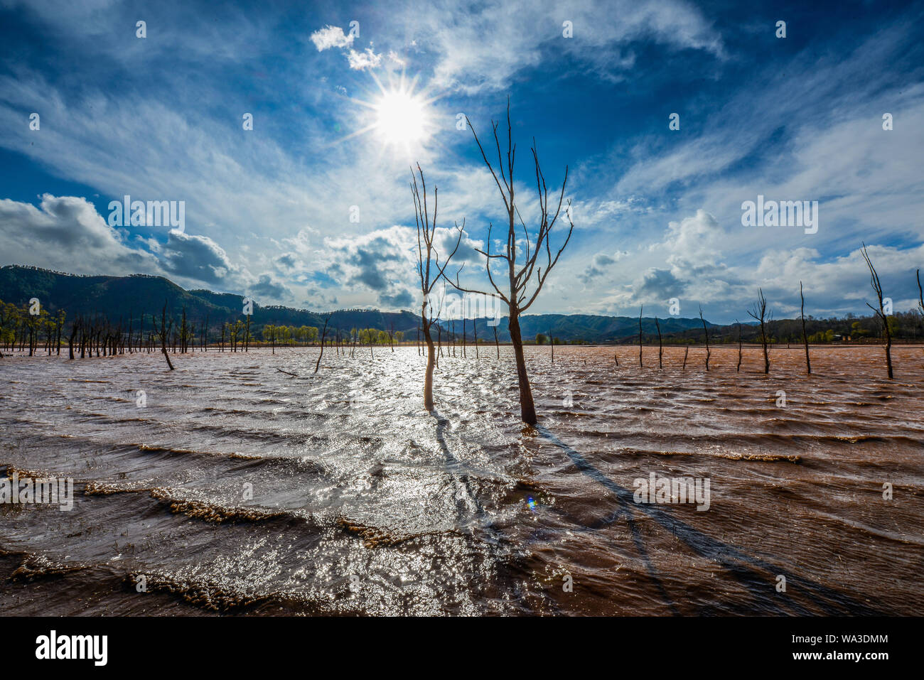 Read lake scenery Stock Photo - Alamy
