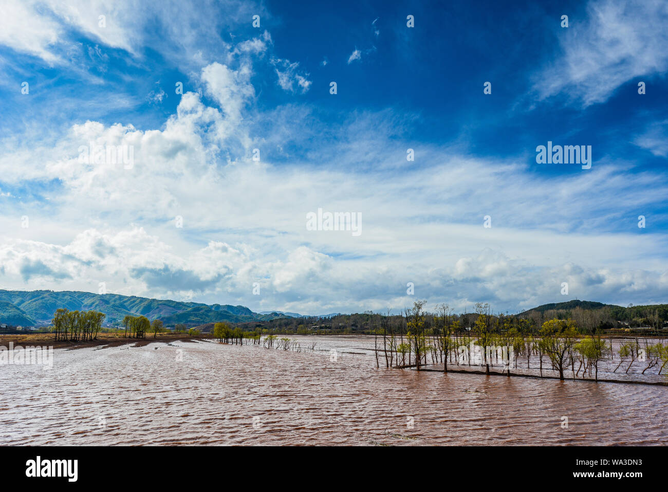 Read lake scenery Stock Photo - Alamy