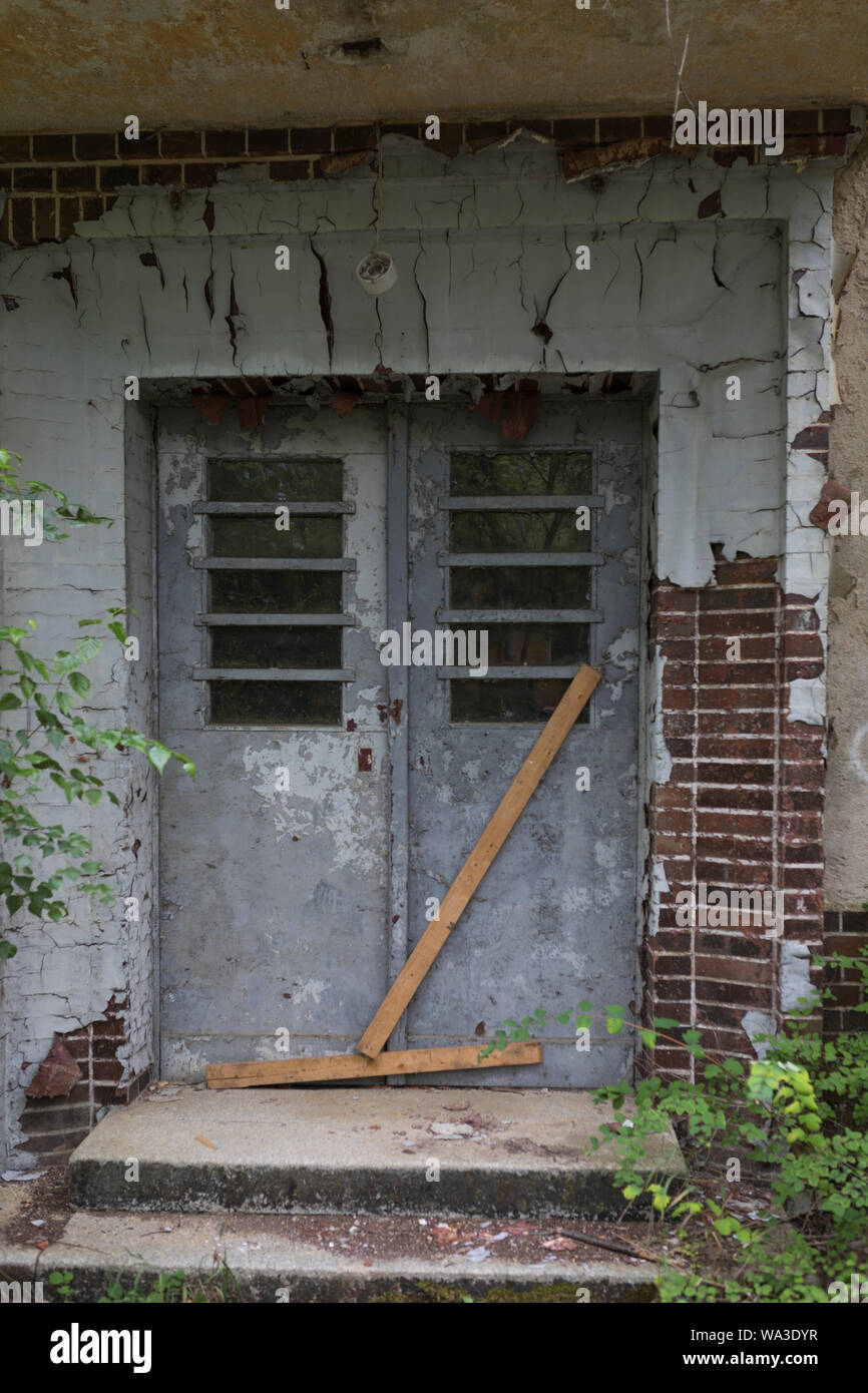 Closed door at former historical army barracks, built for the German ...