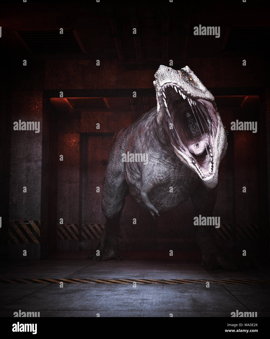 Aggressive dinosaur in restricted area,3d rendering Stock Photo - Alamy
