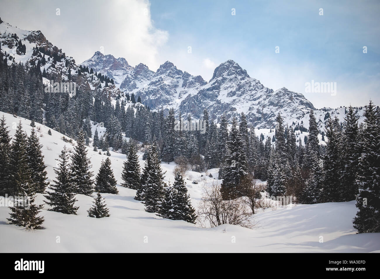 Beautiful snow mountain range landscape in Kazakhstan Stock Photo - Alamy