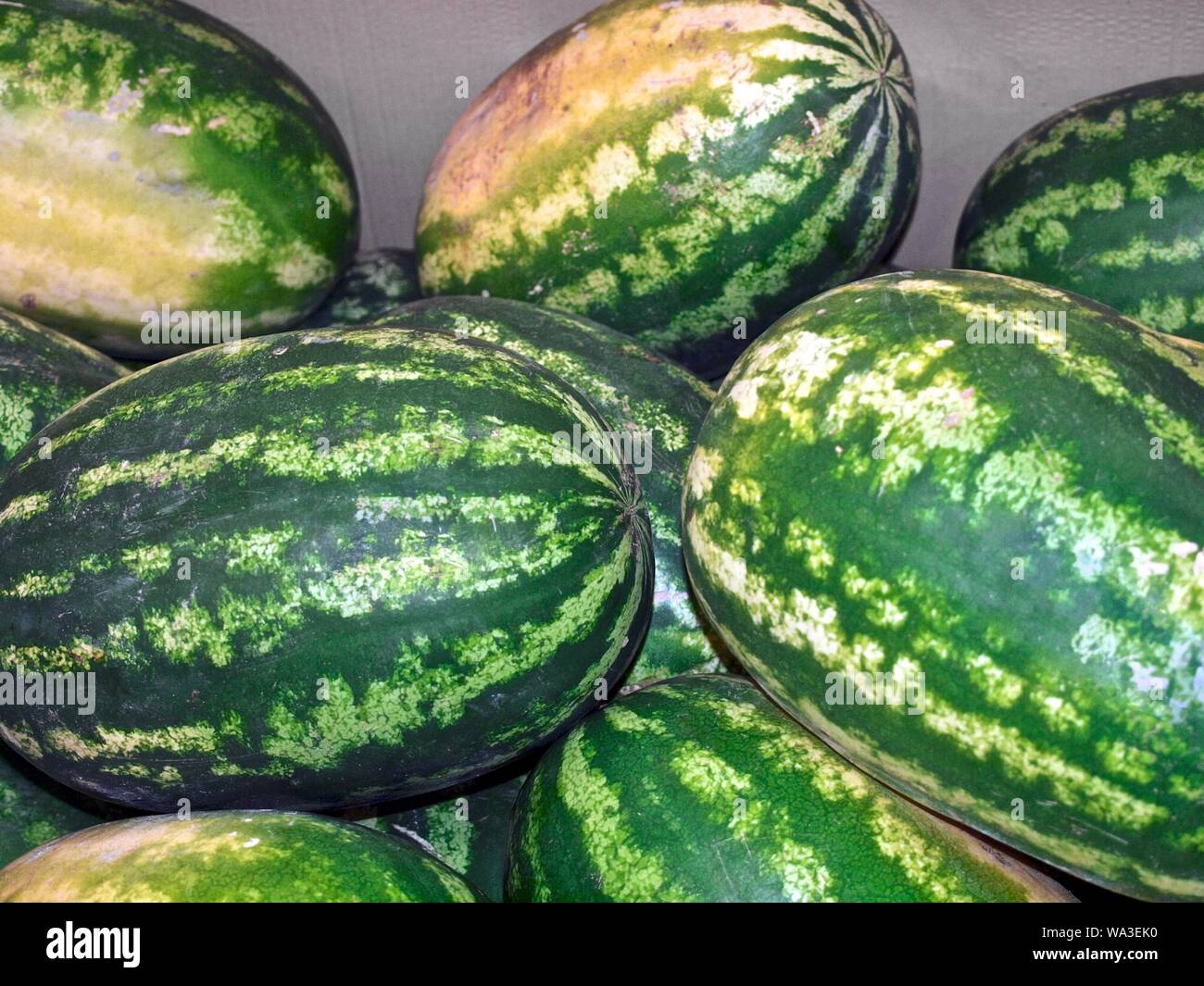 Pile of big whole watermelons Stock Photo - Alamy