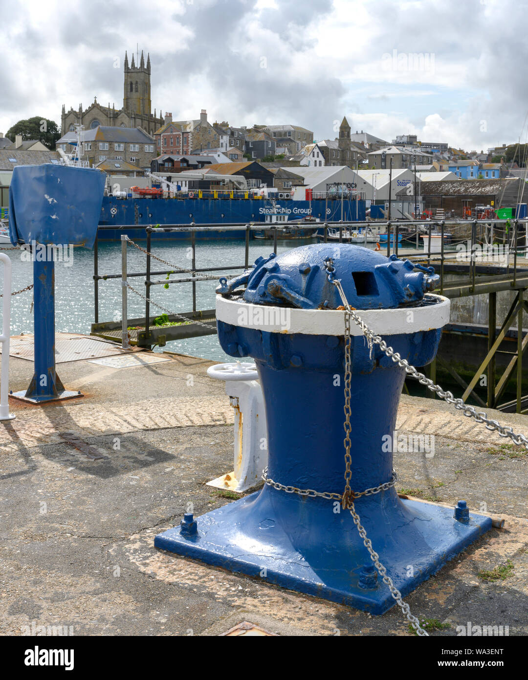A capstan at the entrance to Penzance Harbour, Penzance, Cornwall ...