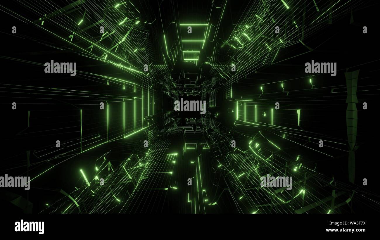 green wireframe design with nice reflection 3d rendering background ...