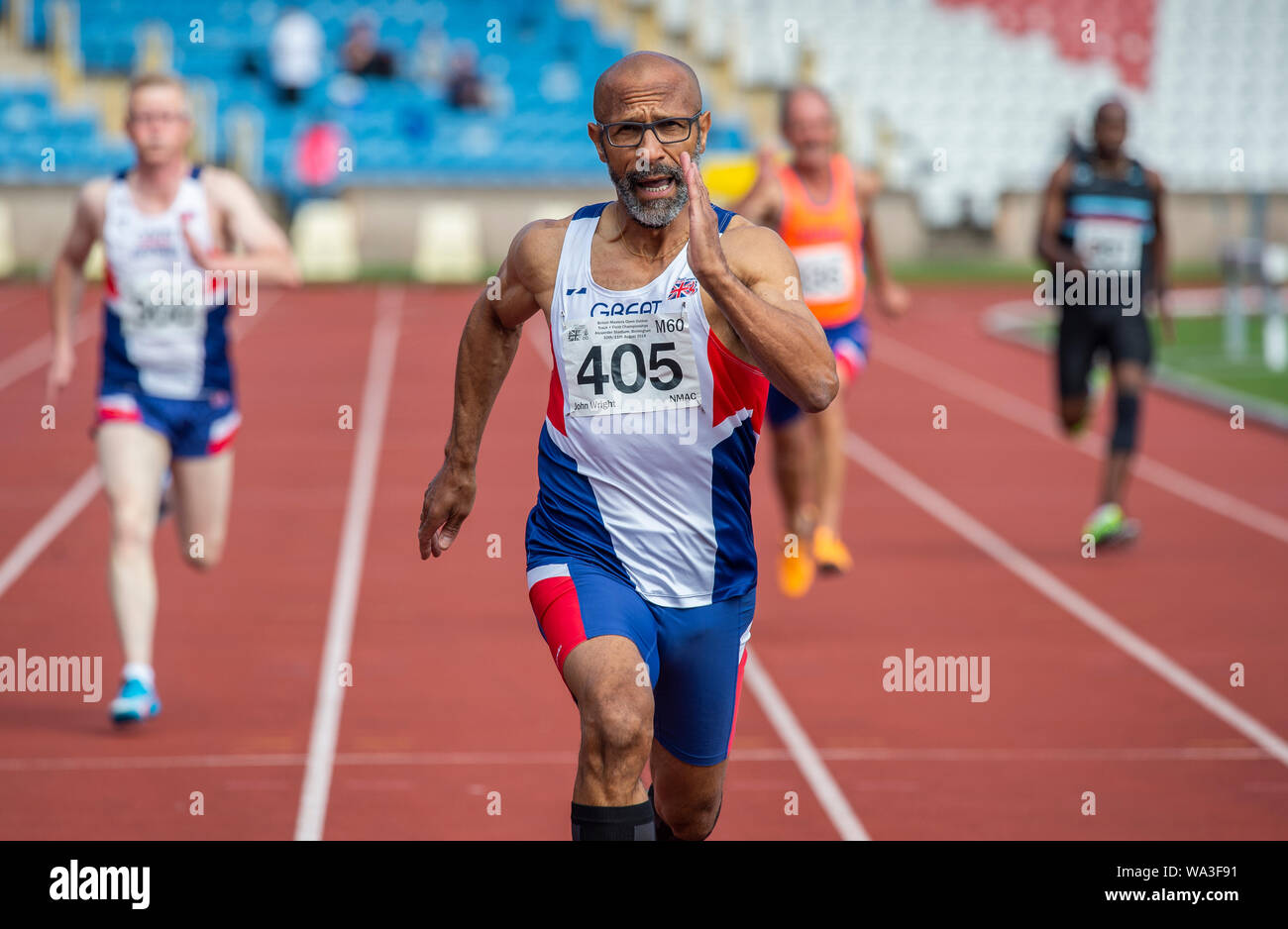 BIRMINGHAM - ENGLAND 10 AUG 2019: John Wright M60 competing in the 200m ...